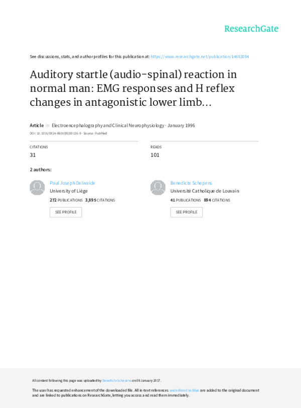 (PDF) Auditory startle (audio-spinal) reaction in normal man: EMG ...
