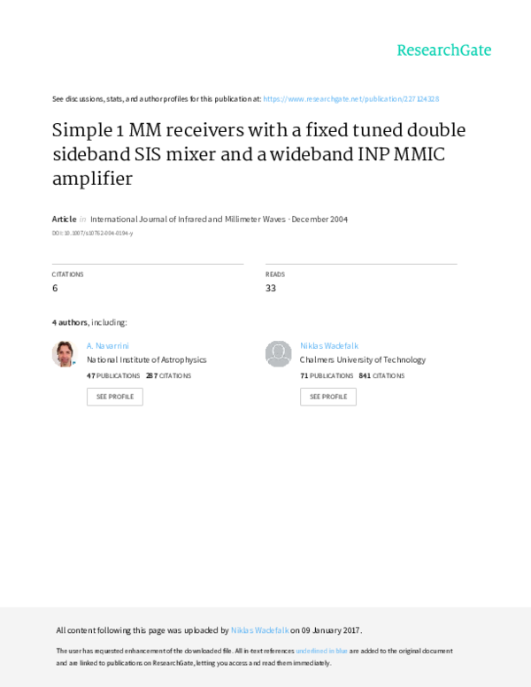 (PDF) Simple 1 MM Receivers with a Fixed Tuned Double Sideband SIS ...