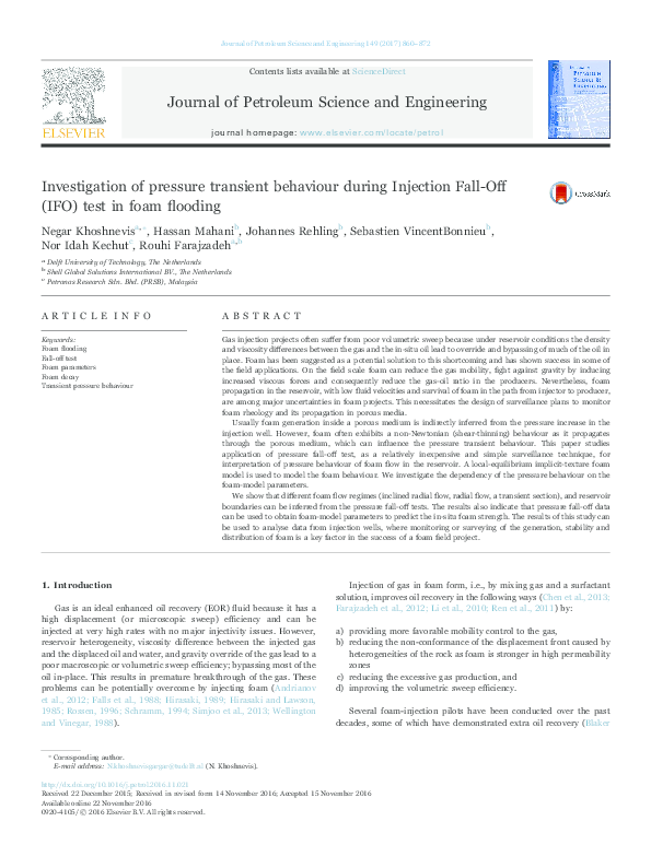 (PDF) Investigation of Pressure Transient Behavior During Injection ...