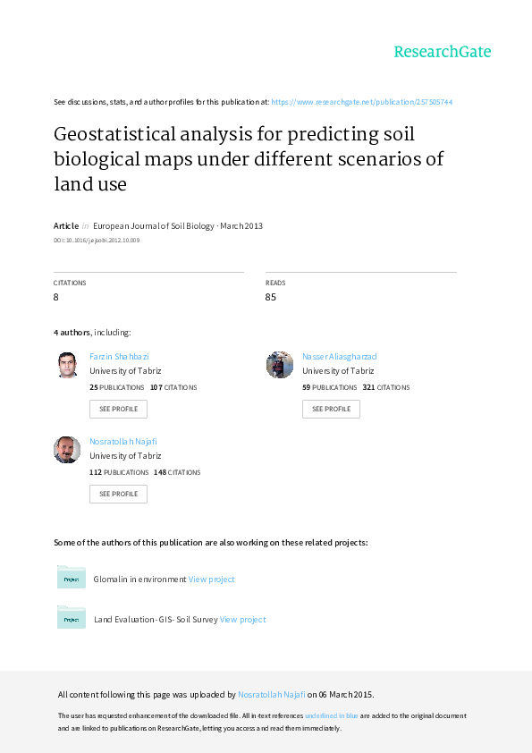 (PDF) Geostatistical analysis for predicting soil biological maps under different scenarios of ...