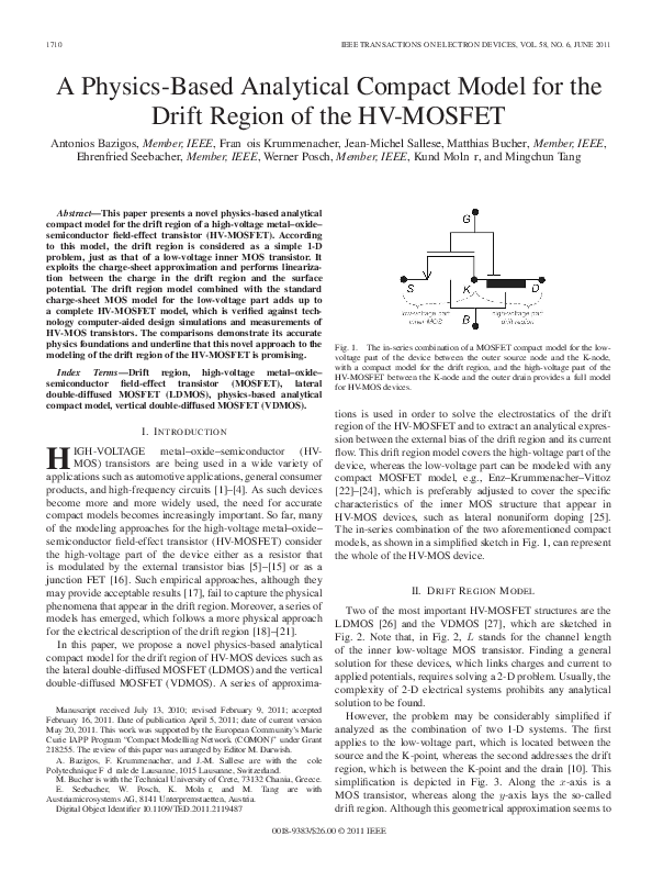 Pdf A Physics Based Analytical Compact Model For The Drift Region Of