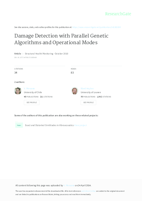(PDF) Damage Detection with Parallel Genetic Algorithms and Operational Modes