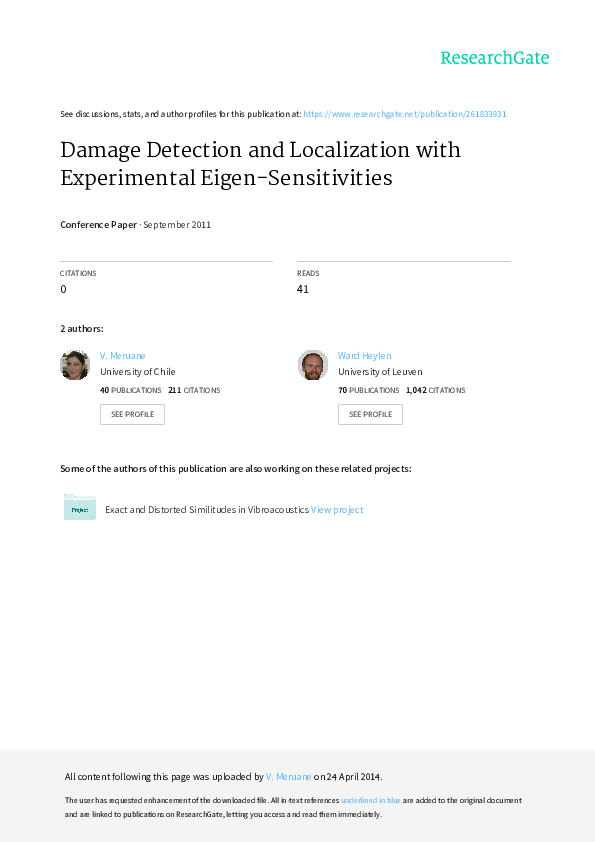 (PDF) Damage Detection and Localization with Experimental Eigen ... (PDF) Damage Detection and Localization with Experimental Eigen ...