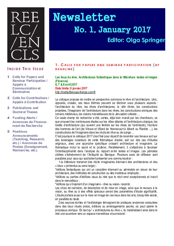 (PDF) ENCLS Newsletter/Bulletin REELC 1 2017 | Brigitte Le Juez and ...