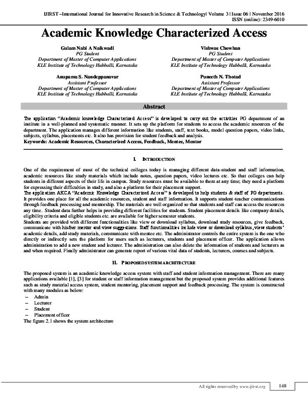 (PDF) Academic Knowledge Characterized Access