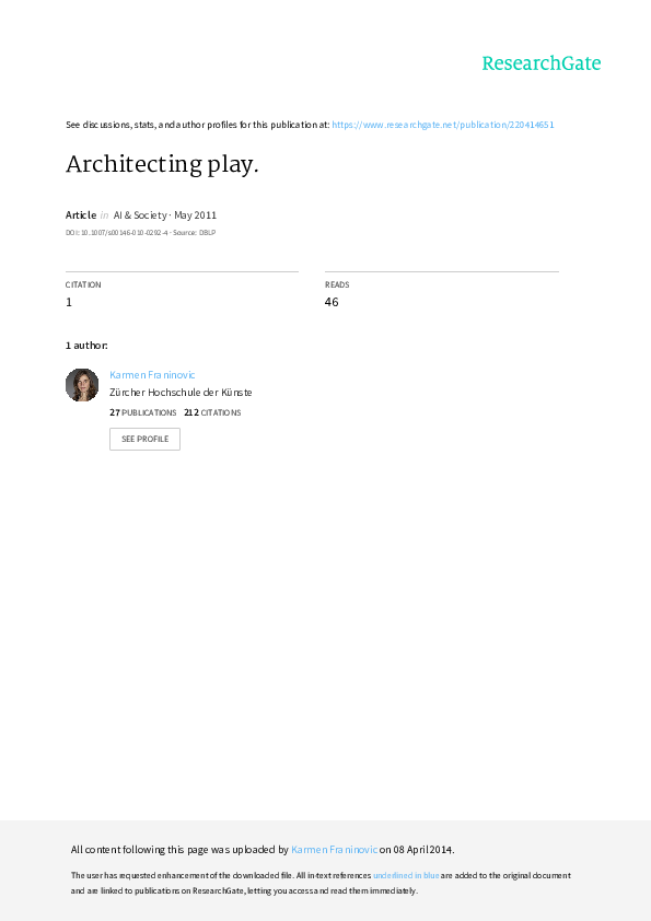 (PDF) Architecting play