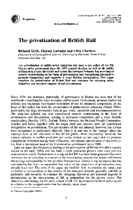 (PDF) The privatization of British rail