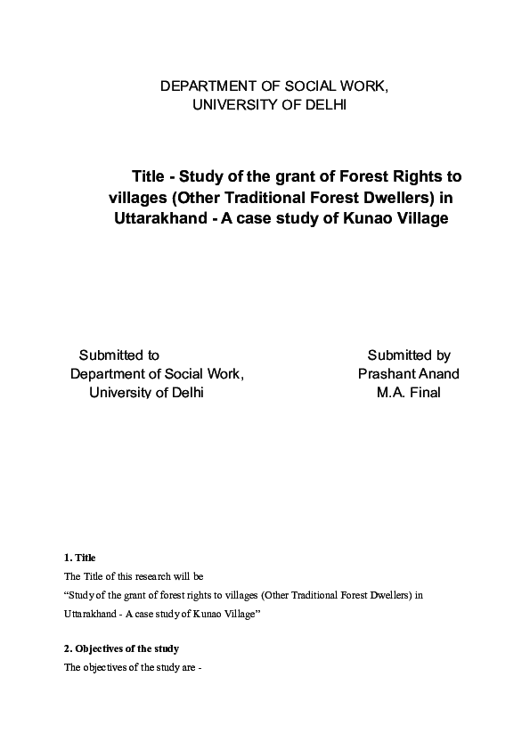 (DOC) Proposal Study of Forest Rights