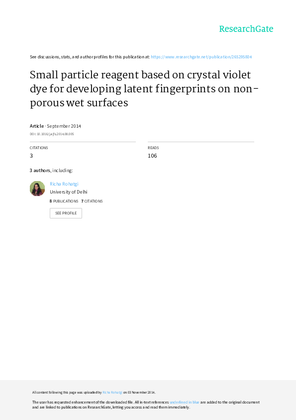 (PDF) Small particle reagent based on crystal violet dye for developing ...