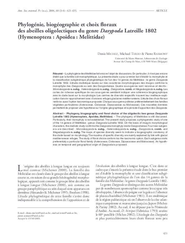 (PDF) Monographic revision of the bee genus Melitta Kirby 1802 ...