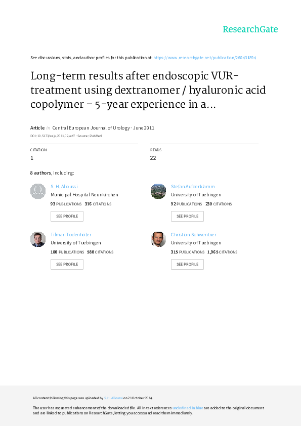 (PDF) Long-term Outcomes of VUR Treatment with Deflux