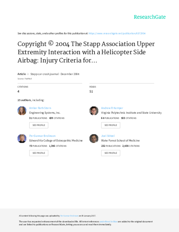 (PDF) Copyright © 2004 The Stapp Association Upper Extremity ...