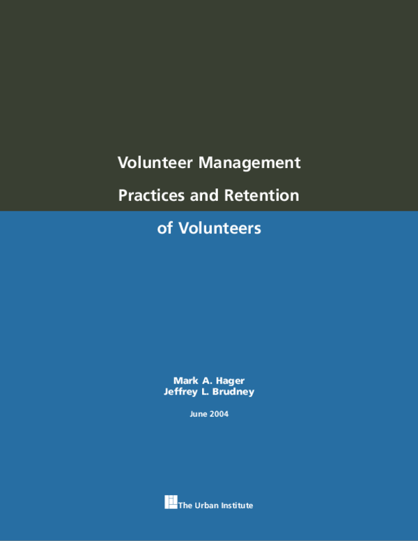 (PDF) Volunteer management practices and retention of volunteers