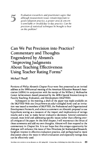 (PDF) Can We Put Precision into Practice? Commentary and Thoughts ...