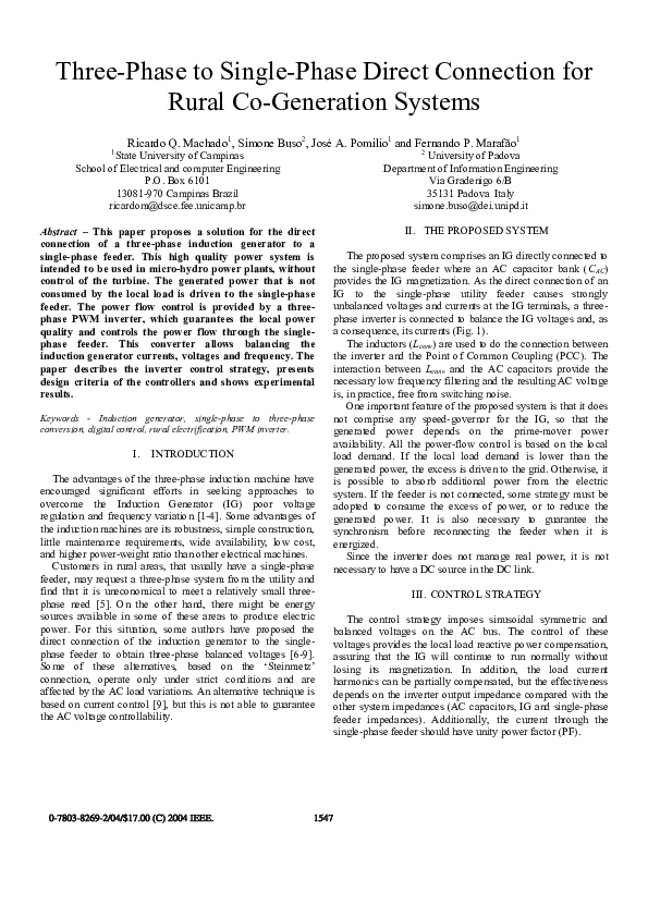 (PDF) Three-phase to single-phase direct connection for rural co ...