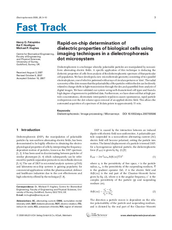 (PDF) Rapid‐on‐chip determination of dielectric properties of ...