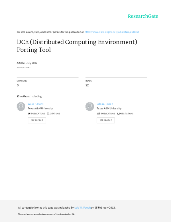 Pdf Dce Distributed Computing Environment Porting Tool 1