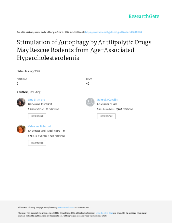 (PDF) Stimulation of Autophagy by Antilipolytic Drugs May Rescue ...
