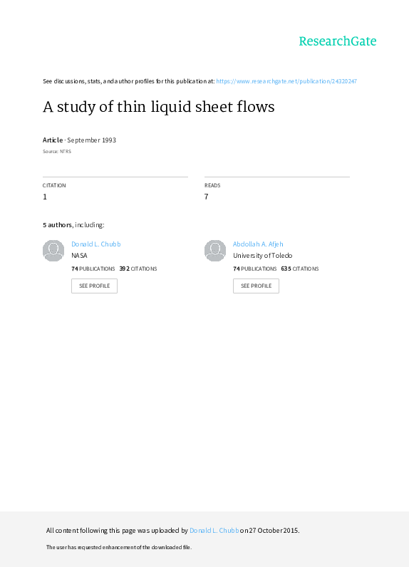 (PDF) A study of thin liquid sheet flows