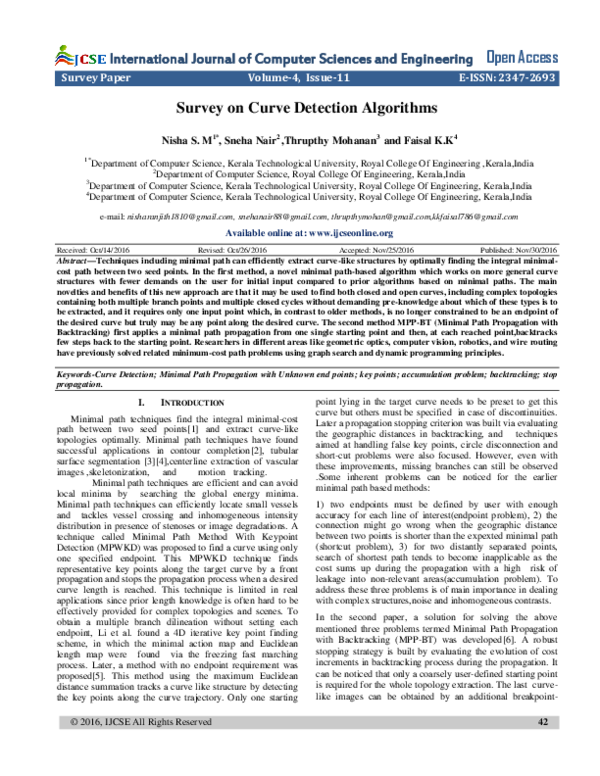 (PDF) Survey on Curve Detection Algorithms