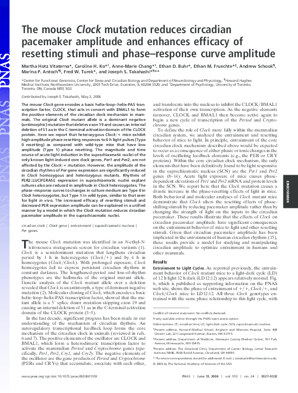 (PDF) The mouse Clock mutation reduces circadian pacemaker amplitude ...