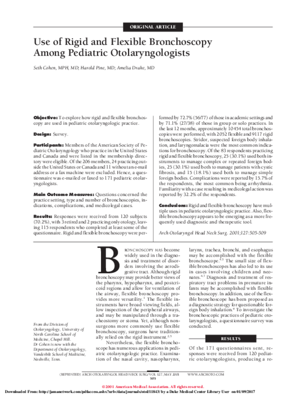 (PDF) Use of Rigid and Flexible Bronchoscopy Among Pediatric ...