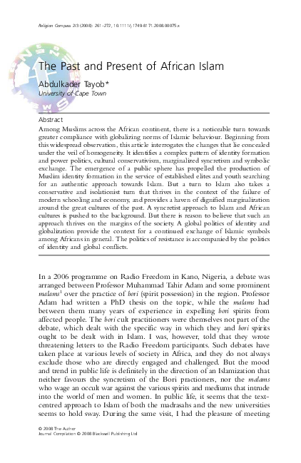 (PDF) The Past and Present of African Islam