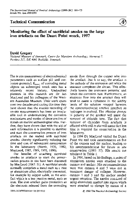 (PDF) Monitoring the effect of sacrificial anodes on the large iron ...