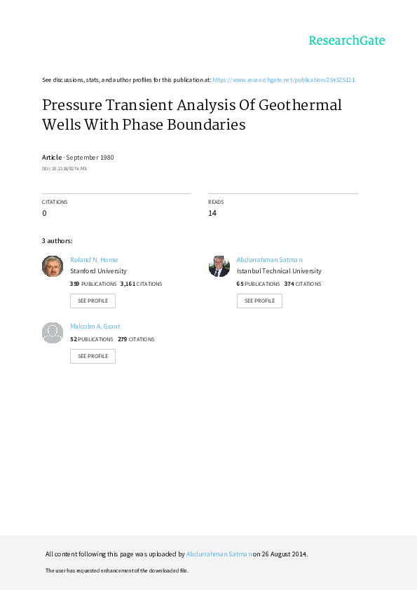 (PDF) Pressure Transient Analysis of Geothermal Wells with Phase Boundaries