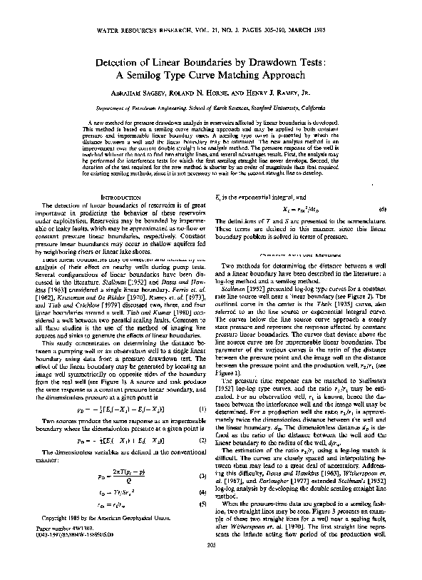 (PDF) Detection of Linear Boundaries by Drawdown Tests: A Semilog Type ...