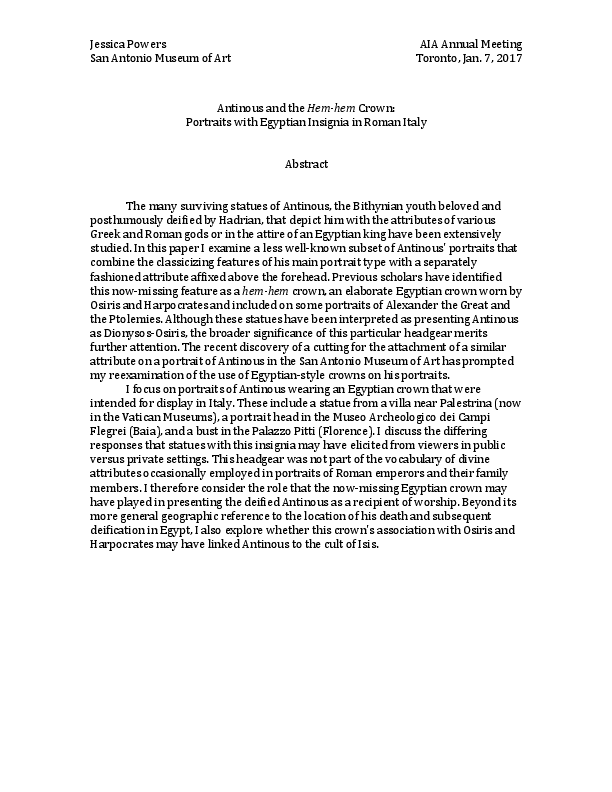 (PDF) Antinous and the Hem-hem Crown: Portraits with Egyptian Insignia ...