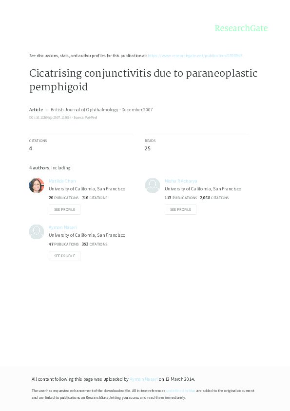 (PDF) Cicatrising conjunctivitis due to paraneoplastic pemphigoid