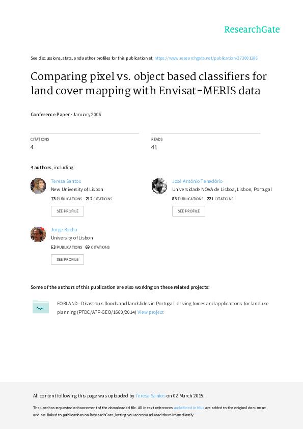 Pdf Comparing Pixel Vs Object Based Classifiers For Land Cover Mapping With Envisat Meris Data