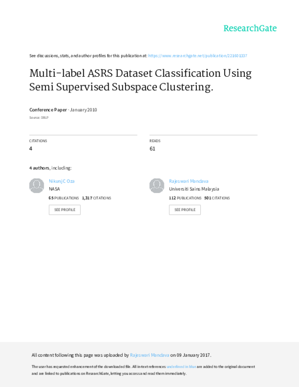 (PDF) Multi-Label Asrs Dataset Classification Using Semi-Supervised ... (PDF) Multi-Label Asrs Dataset Classification Using Semi-Supervised ...