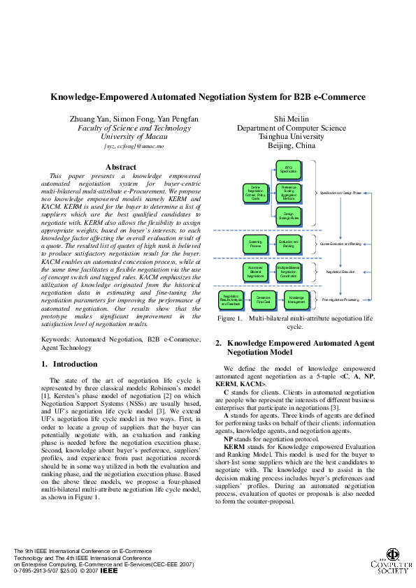 (PDF) Knowledge-empowered automated negotiation system for e-Commerce