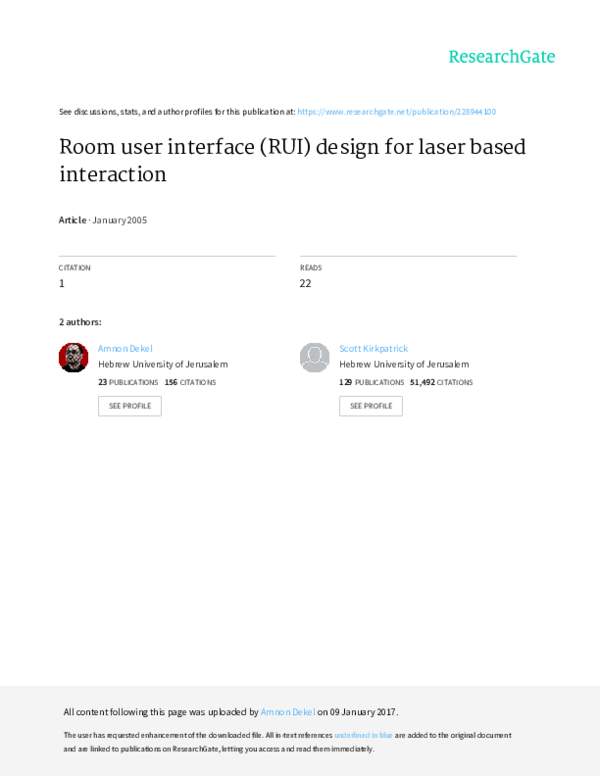 (PDF) Room user interface (RUI) design for laser based interaction ...