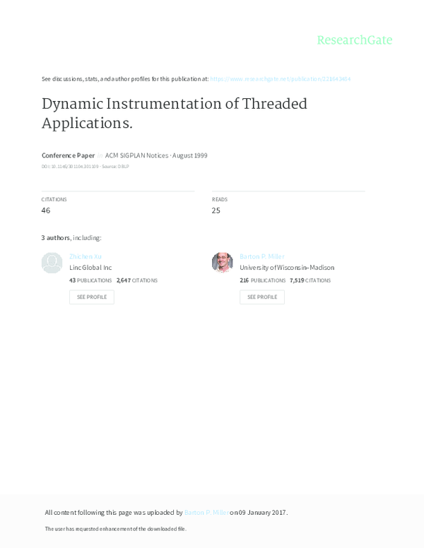 (PDF) Dynamic instrumentation of threaded applications