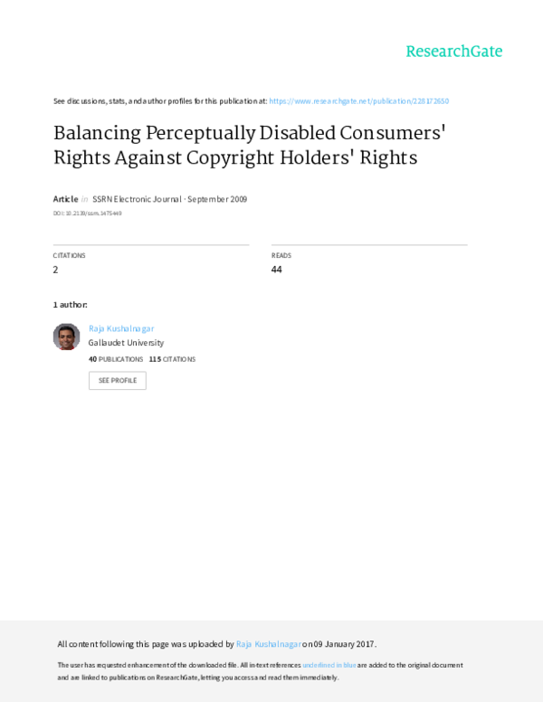 (PDF) Balancing Perceptually Disabled Consumers' Rights Against ...