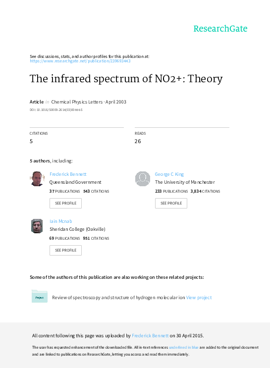 (PDF) The infrared spectrum of NO2+: theory