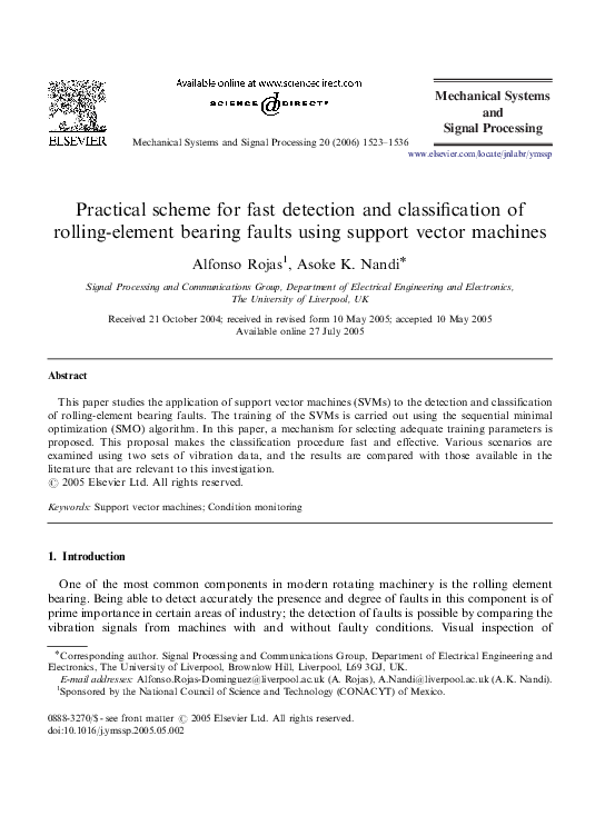 Pdf Practical Scheme For Fast Detection And Classification Of Rolling