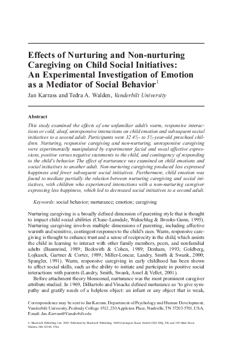 (PDF) Effects of Nurturing and Non-nurturing Caregiving on Child Social ...