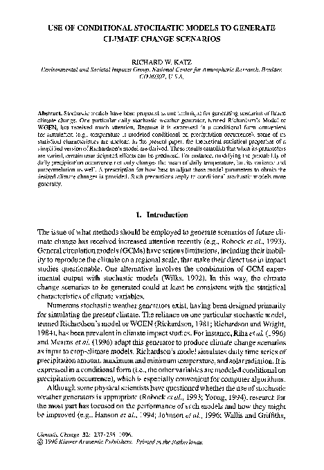 (PDF) Use of conditional stochastic models to generate climate change scenarios
