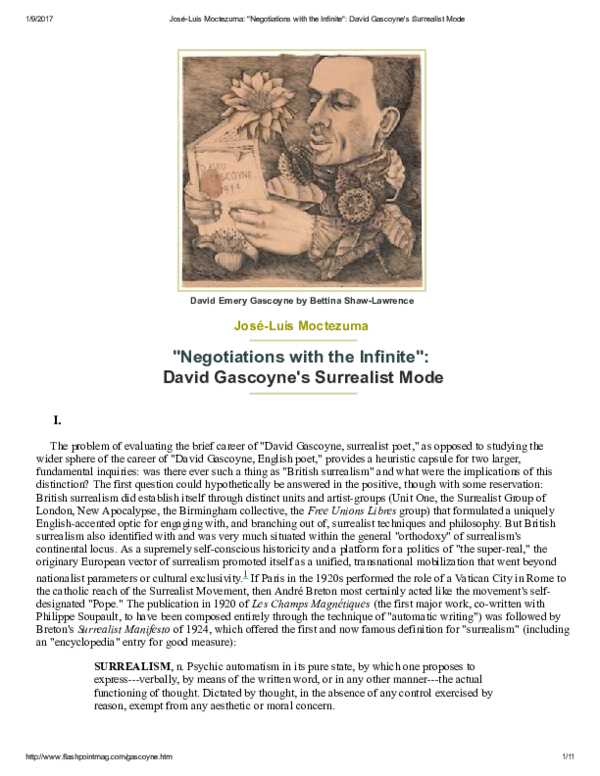 (PDF) "Negotiations with the Infinite": David Gascoyne's Surrealist Mode