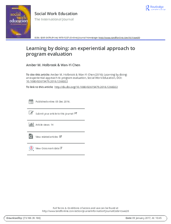 (PDF) Social Work Education Learning by doing: an experiential approach ...