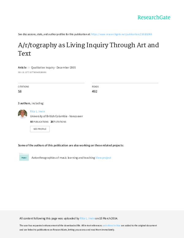 (PDF) A/r/tography as living inquiry through art and text