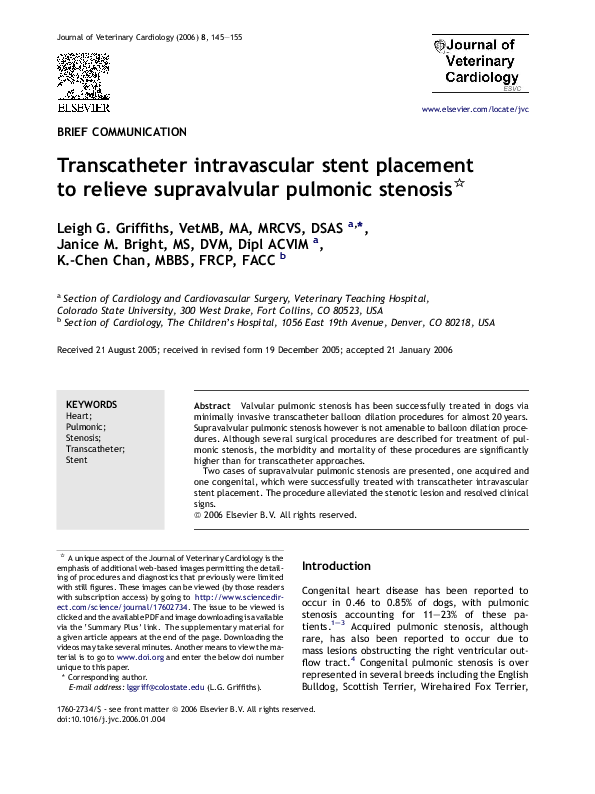 (PDF) Transcatheter intravascular stent placement to relieve ...