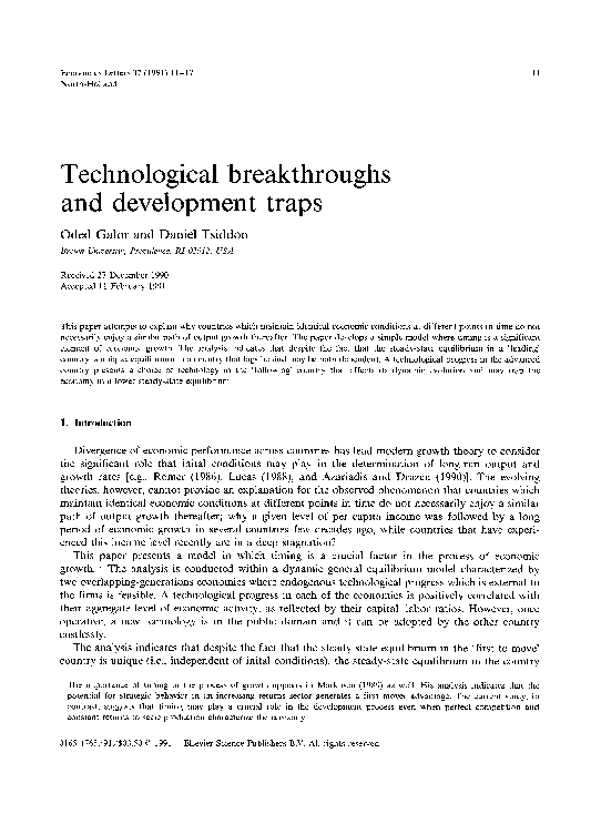 (PDF) Technological breakthroughs and development traps