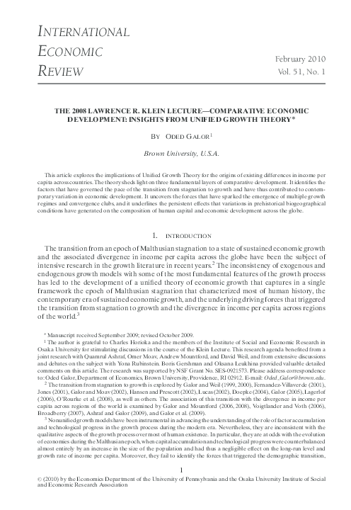 (PDF) The 2008 Lawrence R. Klein Lecture-Comparative Economic ...