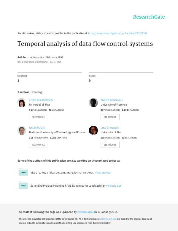 (PDF) Temporal analysis of data flow control systems* 1