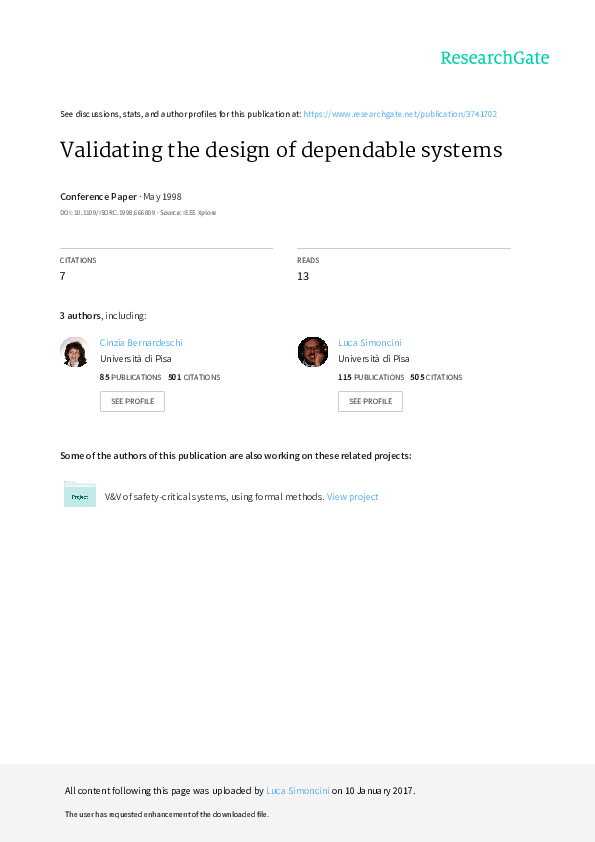 (PDF) Validating the Design of Dependable Systems